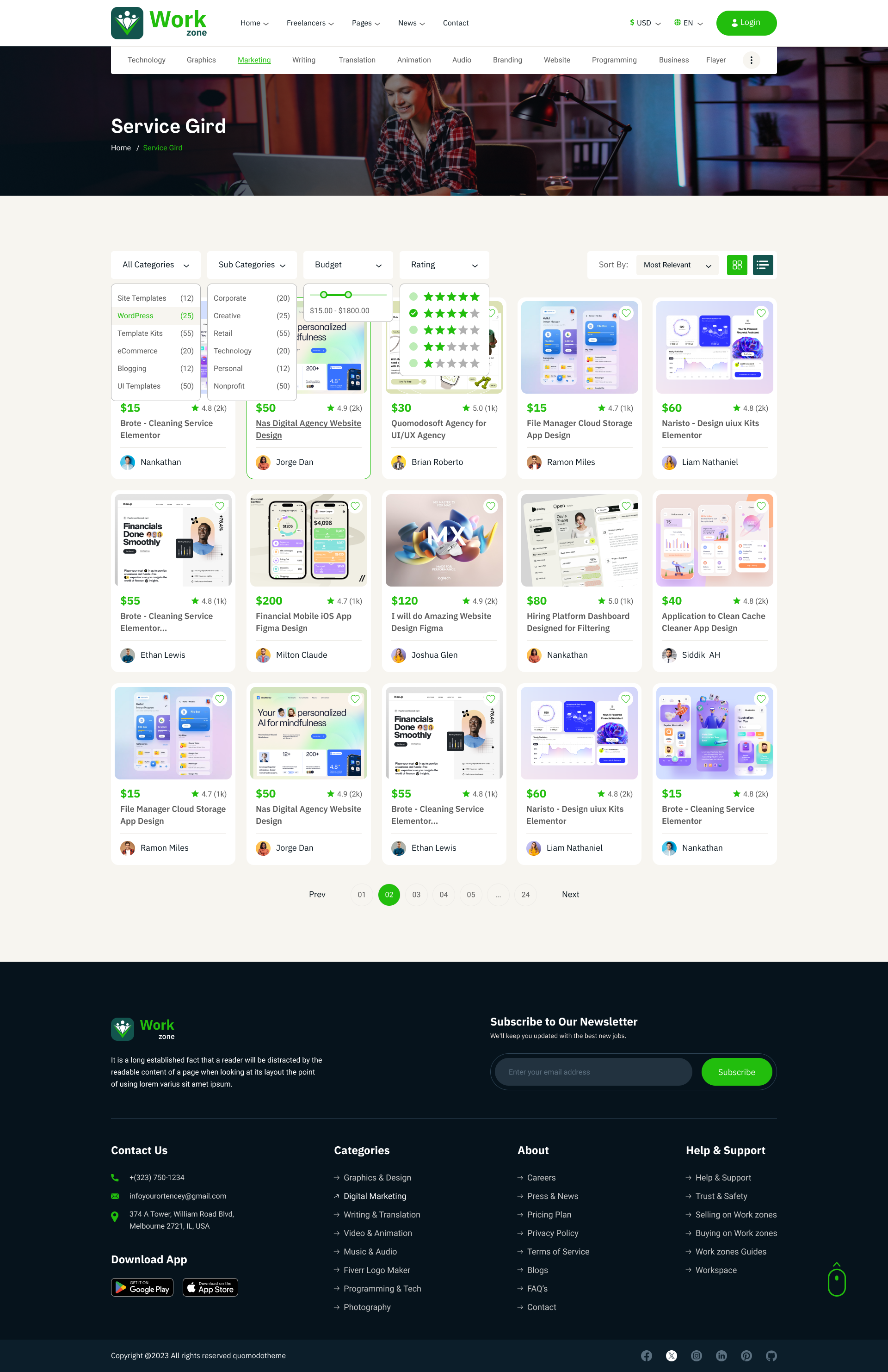 WorkZone - Freelance Marketplace HTML Template by QuomodoTheme | ThemeForest